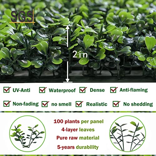 Bybeton Artificial Green Wall Decor,10"x 10"(6pc) UV-Anti Boxwood Hedge Topiary Wall Panels for Indoor Outdoor Privacy Protected and Garden,Balcony,Privacy Fence Screen décor