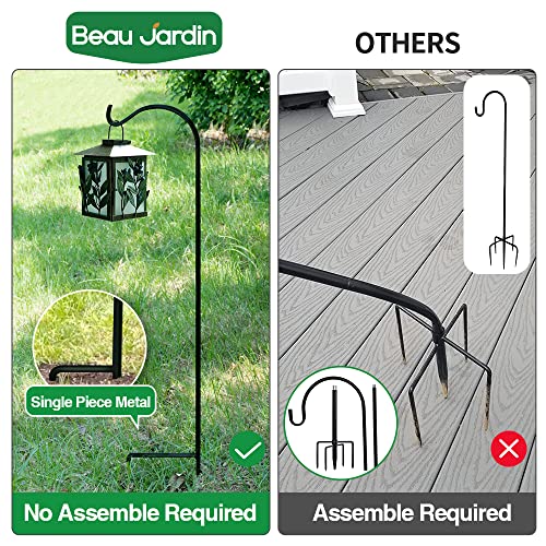 BEAU JARDIN 4 Pack Shepherd Hook 37 inch 2/5 inch Thick Premium Heavy Duty Rust Resistant Shepards Garden Outdoor Hanging Plants Hanger Light Lanterns Mason Jar Wind Chimes Wedding Black BG17401