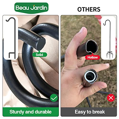 BEAU JARDIN 4 Pack Shepherd Hook 37 inch 2/5 inch Thick Premium Heavy Duty Rust Resistant Shepards Garden Outdoor Hanging Plants Hanger Light Lanterns Mason Jar Wind Chimes Wedding Black BG17401