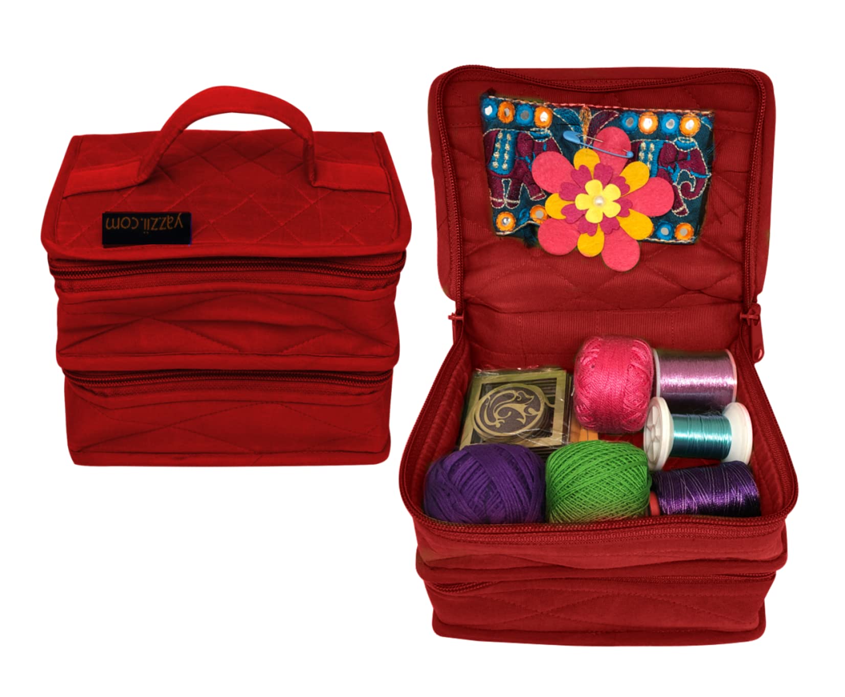 Yazzii Double Petite Craft Organizer Bag - Portable Storage Bag Organizer - Multipurpose Storage Organizer for Crafts, Toiletries, Medication, Cosmetics & Jewelry