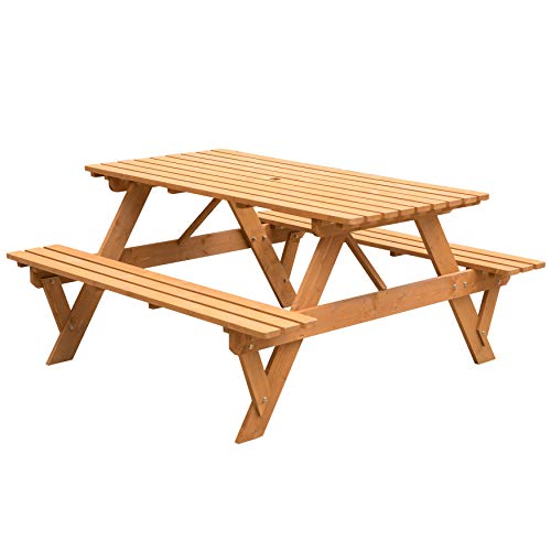 Gardenised, Stained A-Frame Outdoor Patio Deck Garden Picnic Table