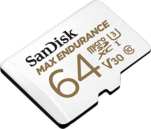 SanDisk 64GB MAX Endurance microSDXC Card with Adapter for Home Security Cameras and Dash cams - C10, U3, V30, 4K UHD, Micro SD Card - SDSQQVR-064G-GN6IA