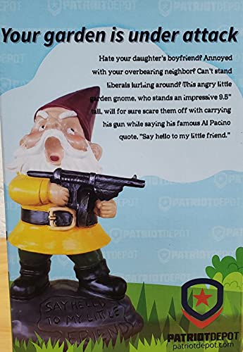 Patriot Depot Say Hello to My Little Friend Garden Gnome