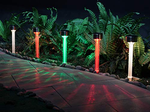 Grand Patio Solar Landscape Lights Transparent Decorative Waterproof, 10 Pack Solar Powered Pathway Lights, Weather-Resistant Outdoor Lighting for Yard, Garden, Pool, Rose Red