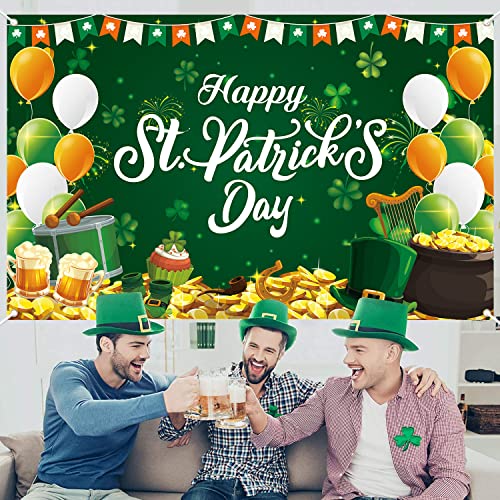 St Patricks Day Decorations for The Home, Happy Saint St Patrick‘s Day Decorations Banner Backdrop 72x44 Inch, Shamrock Irish Luck Day Saint Backdrop Party Supplies