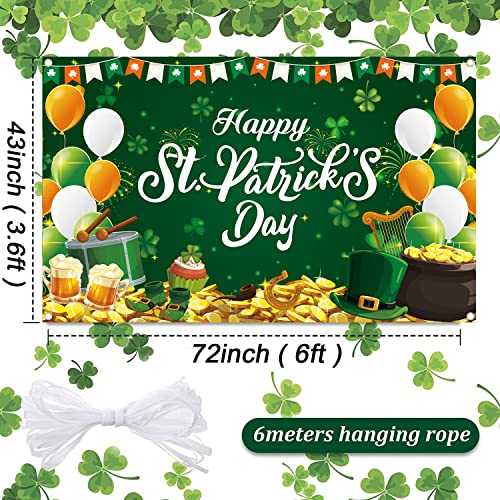 St Patricks Day Decorations for The Home, Happy Saint St Patrick‘s Day Decorations Banner Backdrop 72x44 Inch, Shamrock Irish Luck Day Saint Backdrop Party Supplies
