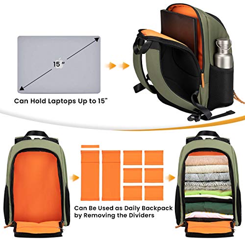 TARION Camera Backpack Waterproof Camera Bag Large Capacity Camera Case with 15 Inch Laptop Compartment Rain Cover for Women Men Photographer Lens Tripod Green