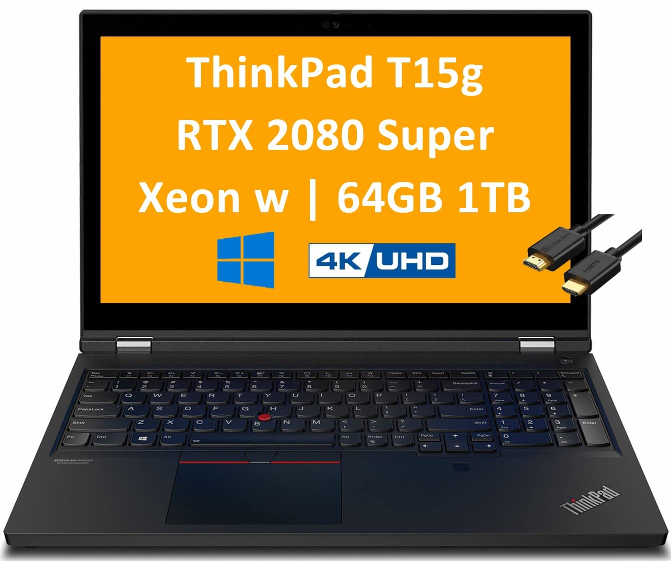 Lenovo ThinkPad T15g 15.6" UHD 4K Workstation Business Laptop (Intel 6-Core Xeon W-10855M, 64GB RAM, 1TB PCIe SSD, RTX 2080S Max-Q Graphics) Backlit, 2 x Thunderbolt, Win 10/11 Pro + IST Cable