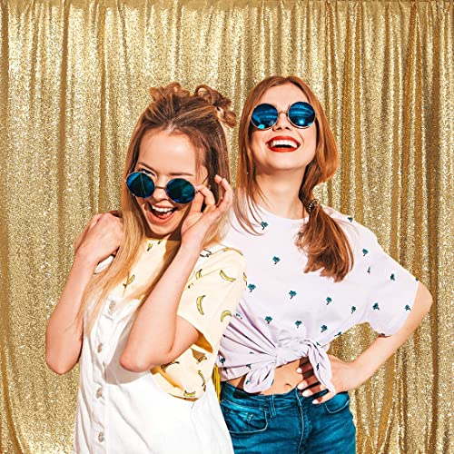 2Pcs 3Ft x 8Ft Gold Sequin Backdrop Curtain, Glitter Photography Background, Sequence Xmas Thanksgiving Backdrop for Wedding Party Holiday Festival Decorā¦