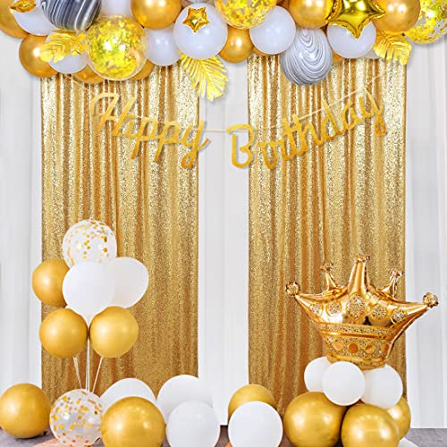 2Pcs 3Ft x 8Ft Gold Sequin Backdrop Curtain, Glitter Photography Background, Sequence Xmas Thanksgiving Backdrop for Wedding Party Holiday Festival Decorā¦