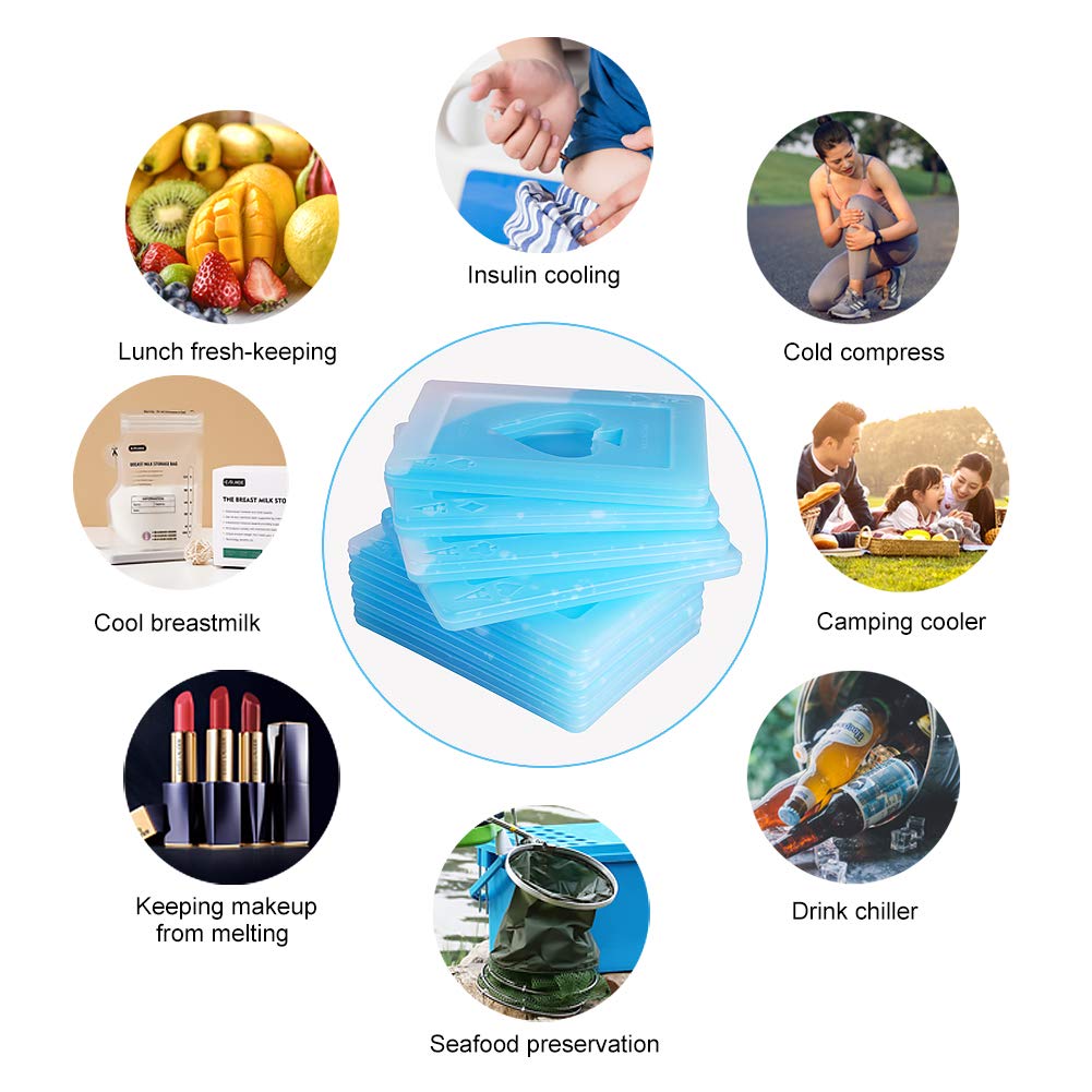 OICEPACK 8 x Ice packs for Lunch Box, Freezer Ice packs Slim Long Lasting Cool packs for Lunch Bags and Cooler, Poker Design