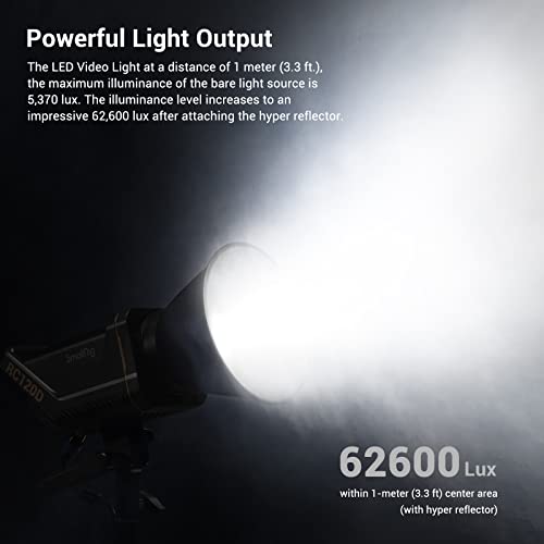 SmallRig RC 120D 120W COB LED Video Light, 5600K, 62600Lux@1m On-Board and SmallGoGo App Control, TLCI 96+ CRI 95+, 9 Lighting Effects, Support AC Adapter and 14.4V/26V V-Mount Battery- 3470