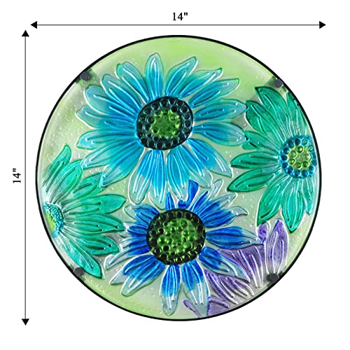 VCUTEKA Patio Side Table Outdoor Coffee Table Mosaic Accent Table Round Small End Table Bistro for Living Room Porch Balcony Backyard Garden Sunflower