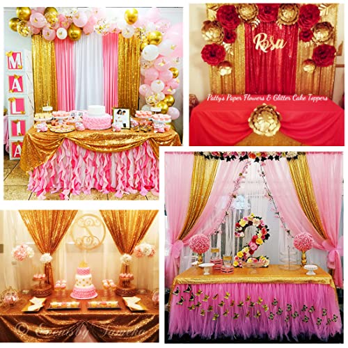 2Pcs 3Ft x 8Ft Gold Sequin Backdrop Curtain, Glitter Photography Background, Sequence Xmas Thanksgiving Backdrop for Wedding Party Holiday Festival Decorā¦