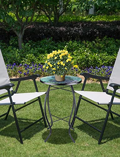 VCUTEKA Patio Side Table Outdoor Coffee Table Mosaic Accent Table Round Small End Table Bistro for Living Room Porch Balcony Backyard Garden Sunflower