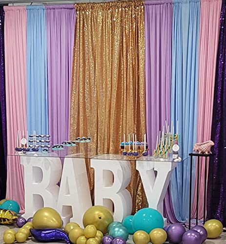 2Pcs 3Ft x 8Ft Gold Sequin Backdrop Curtain, Glitter Photography Background, Sequence Xmas Thanksgiving Backdrop for Wedding Party Holiday Festival Decorā¦