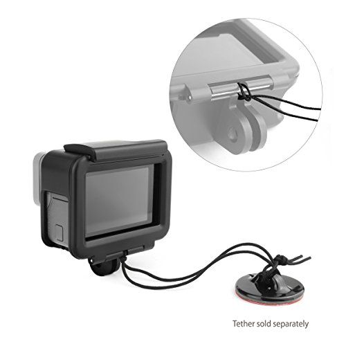 Frame Mount Housing Case for GoPro Hero 5/6/7 Black Action Camera - Protective Case with Quick Release Buckle, Long Thumb Bolt Screw, and Lens Cap - Black