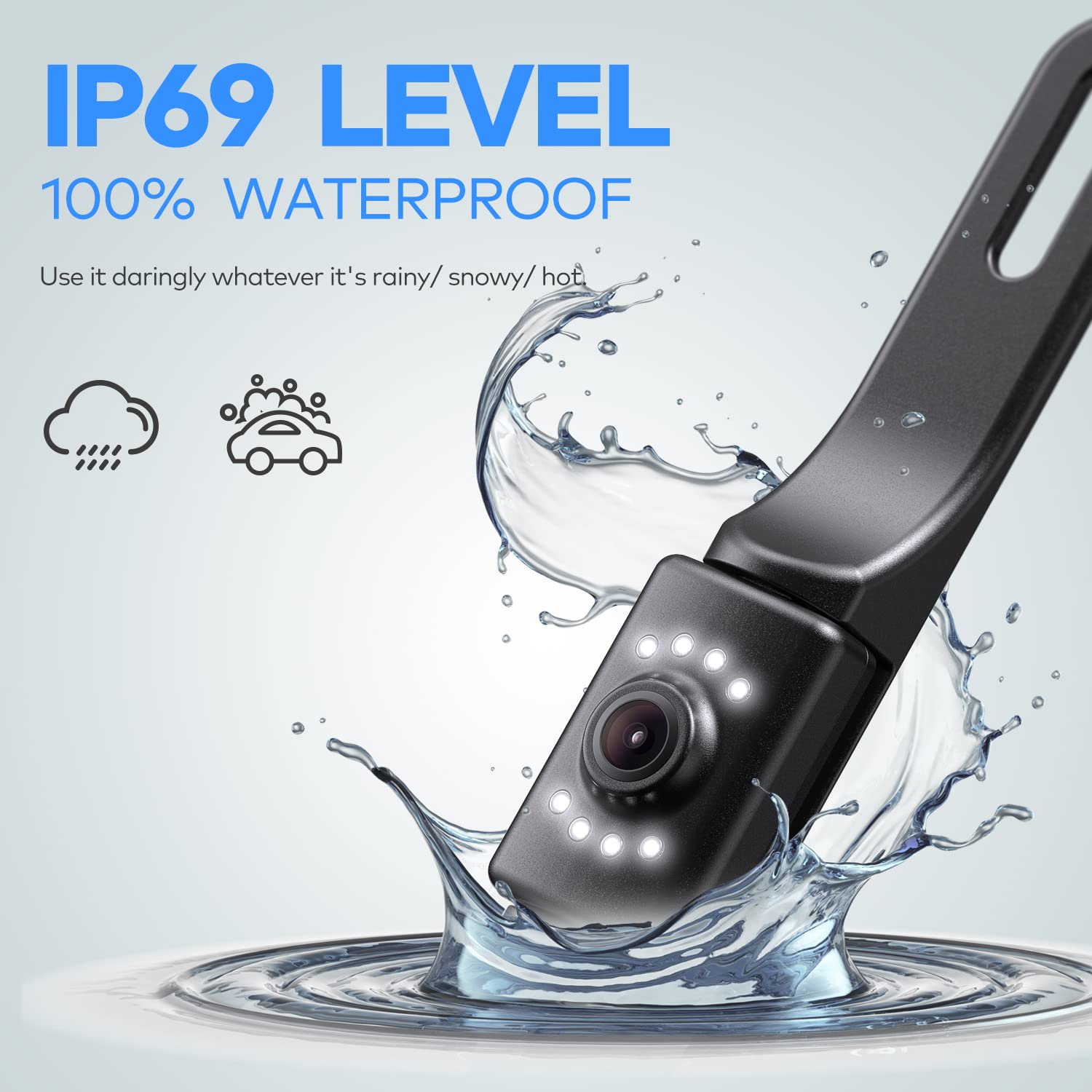 eRapta Backup Camera Rear View License Plate, 45° Adjustment Bracket with 149° Perfect Angle, Night Vision, IP69K Lever Waterproof for Pickup Truck Car SUV Sedan Truck