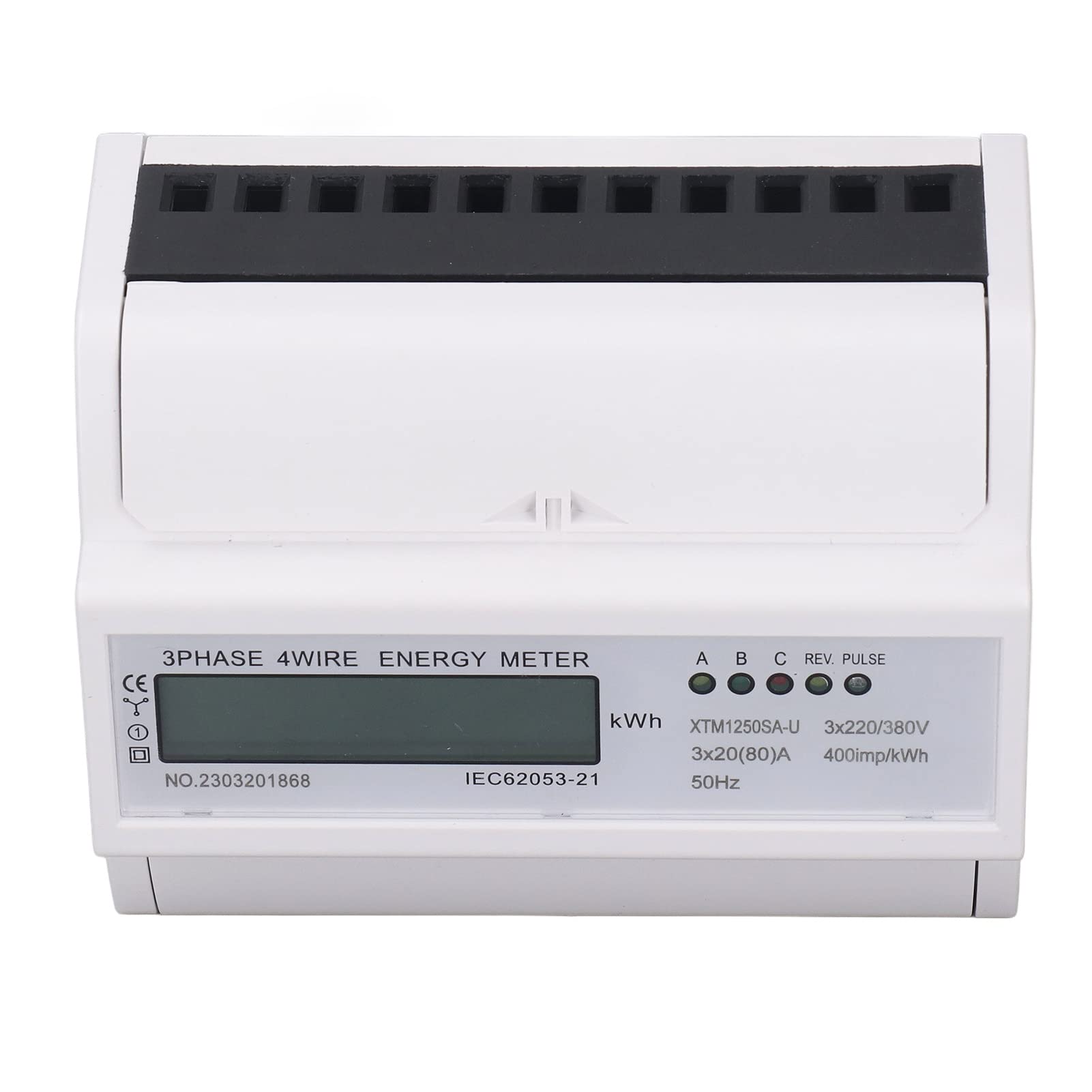 Electric Meter LCD Monitor Display for Din Guide Rail Guide Rail Meter 7P Phase 4 Wire *220V 380V Bit LCD Display Rail Bracket Measuring Meter Rail Fastener Power Meters