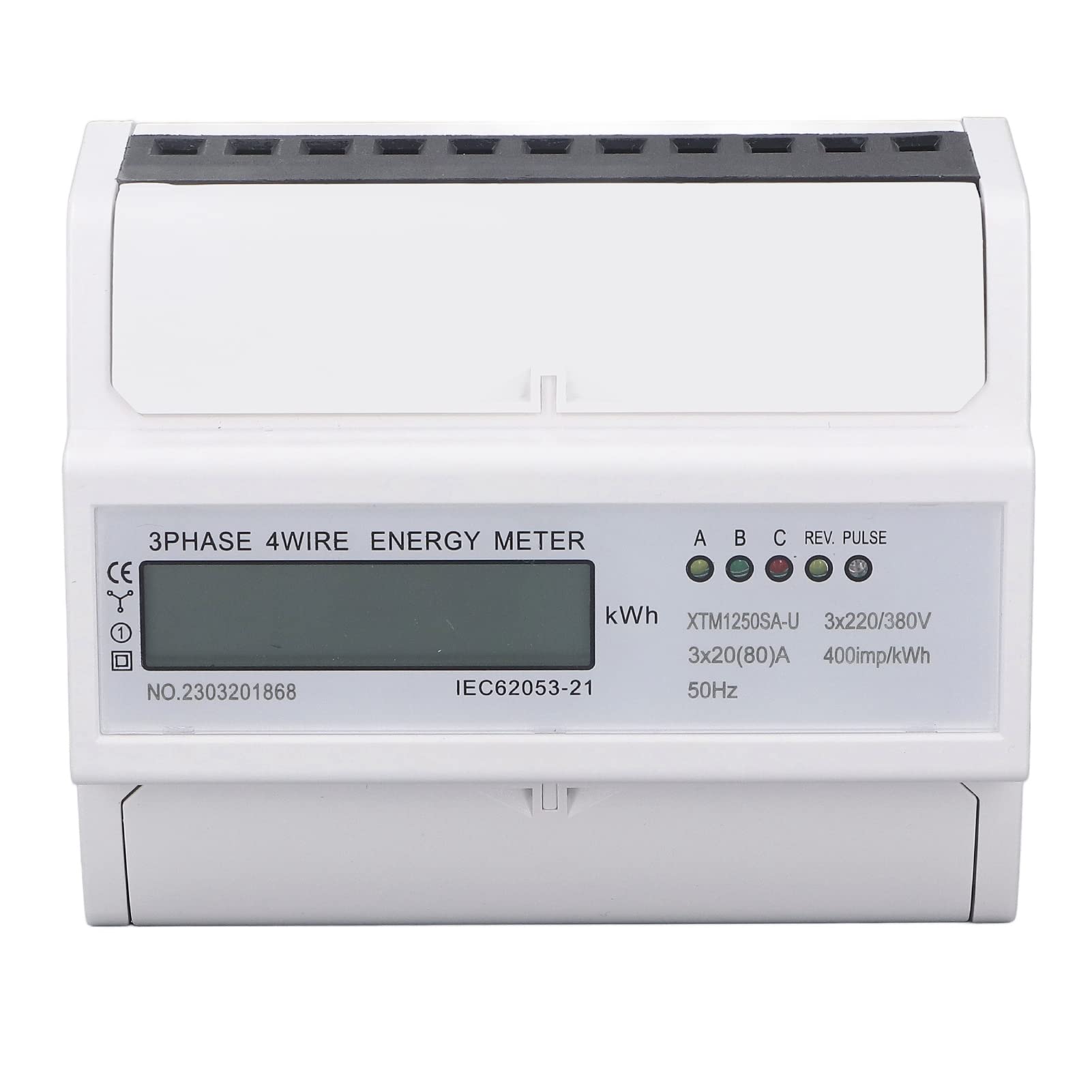 Electric Meter LCD Monitor Display for Din Guide Rail Guide Rail Meter 7P Phase 4 Wire *220V 380V Bit LCD Display Rail Bracket Measuring Meter Rail Fastener Power Meters