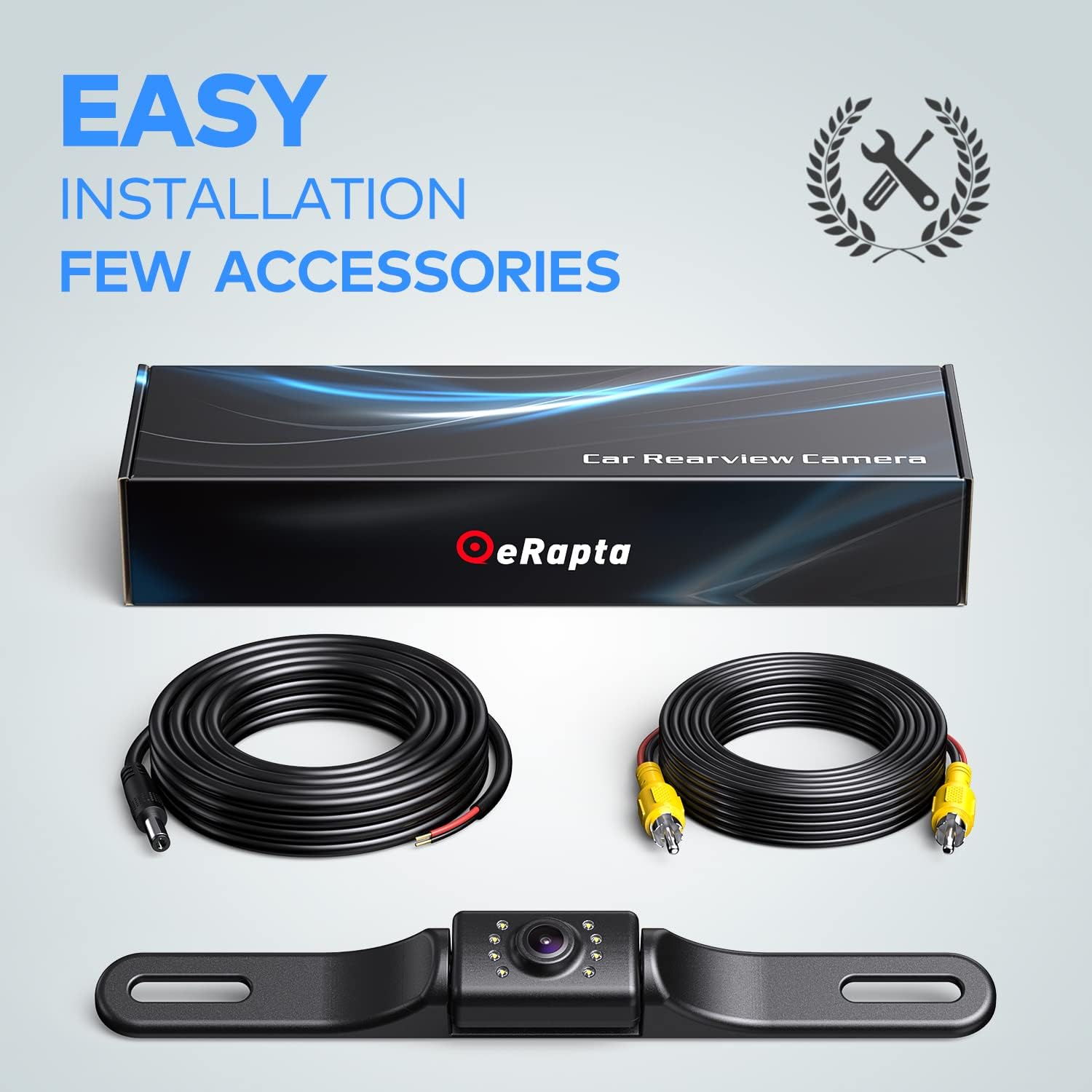 eRapta Backup Camera Rear View License Plate, 45° Adjustment Bracket with 149° Perfect Angle, Night Vision, IP69K Lever Waterproof for Pickup Truck Car SUV Sedan Truck