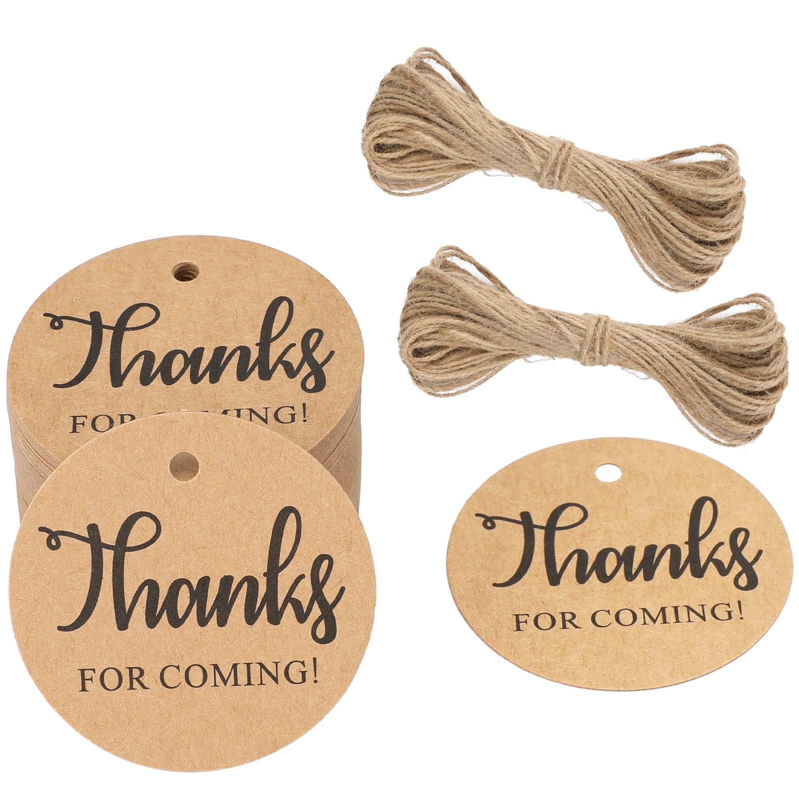 100PCS Paper Gift Tags, Thank You for Celebrating with US, Square Thanks Label for Baby Shower, Bridal Wedding, Anniversary Celebration, Crafts, Christmas, Thanksgiving and Holiday (Brown)