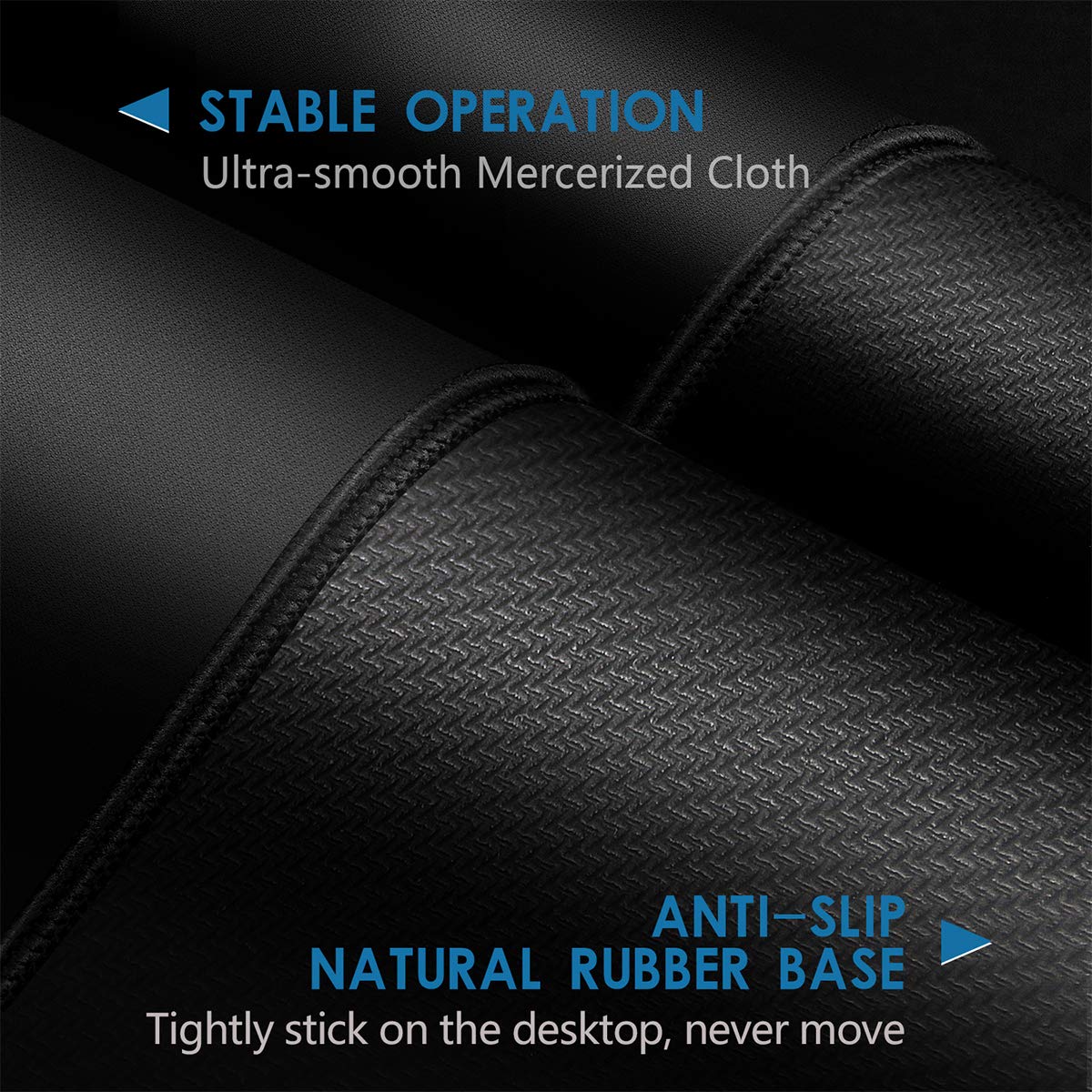 Large Mouse Pad 12x10 with Non-Slip Rubber Base, Premium-Textured & Waterproof Mousepad with Stitched Edges, Mouse Gaming Mat for Computers, Laptop, Office & Home, Black, Soft.