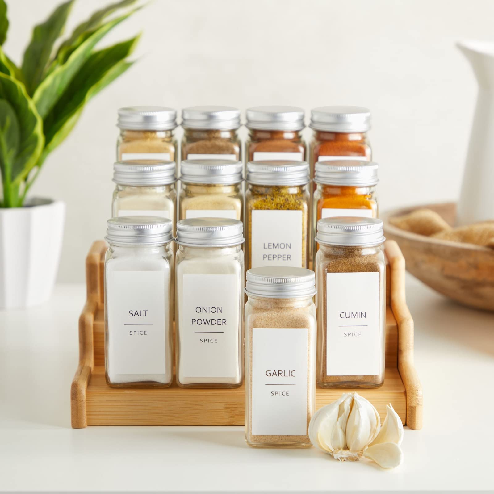 Talented Kitchen 140 Spice Labels Stickers, Preprinted White Minimalist Spice Jar Labels for Herbs Seasonings, Kitchen Spice Rack Pantry Organization, Black Text (Water Resistant)