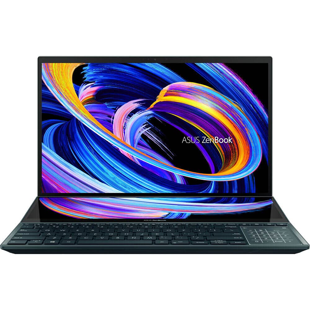 ASUS ZenBook Pro Duo 15 OLED UX582 Laptop, 15.6β OLED 4K UHD Touch Display, Intel Core i9-10980HK, 32GB RAM, 1TB SSD, GeForce RTX 3070, ScreenPad Plus, Windows 10 Pro, Celestial Blue, UX582LR-XS94T