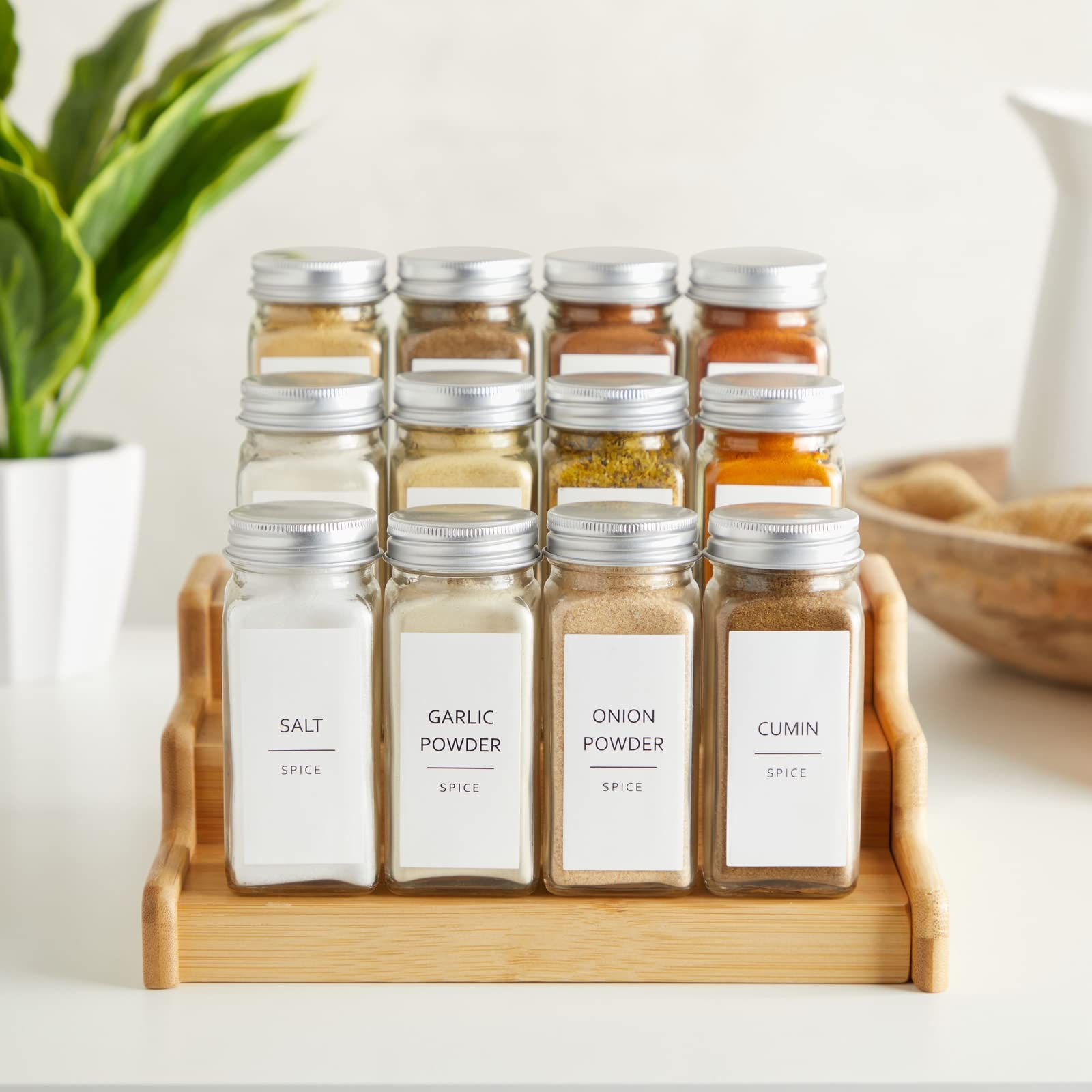 Talented Kitchen 140 Spice Labels Stickers, Preprinted White Minimalist Spice Jar Labels for Herbs Seasonings, Kitchen Spice Rack Pantry Organization, Black Text (Water Resistant)