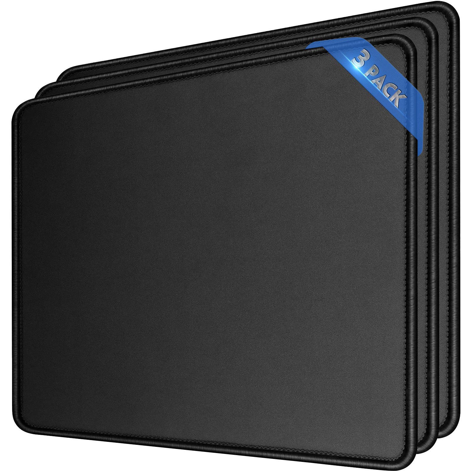 Large Mouse Pad 12x10 with Non-Slip Rubber Base, Premium-Textured & Waterproof Mousepad with Stitched Edges, Mouse Gaming Mat for Computers, Laptop, Office & Home, Black, Soft.