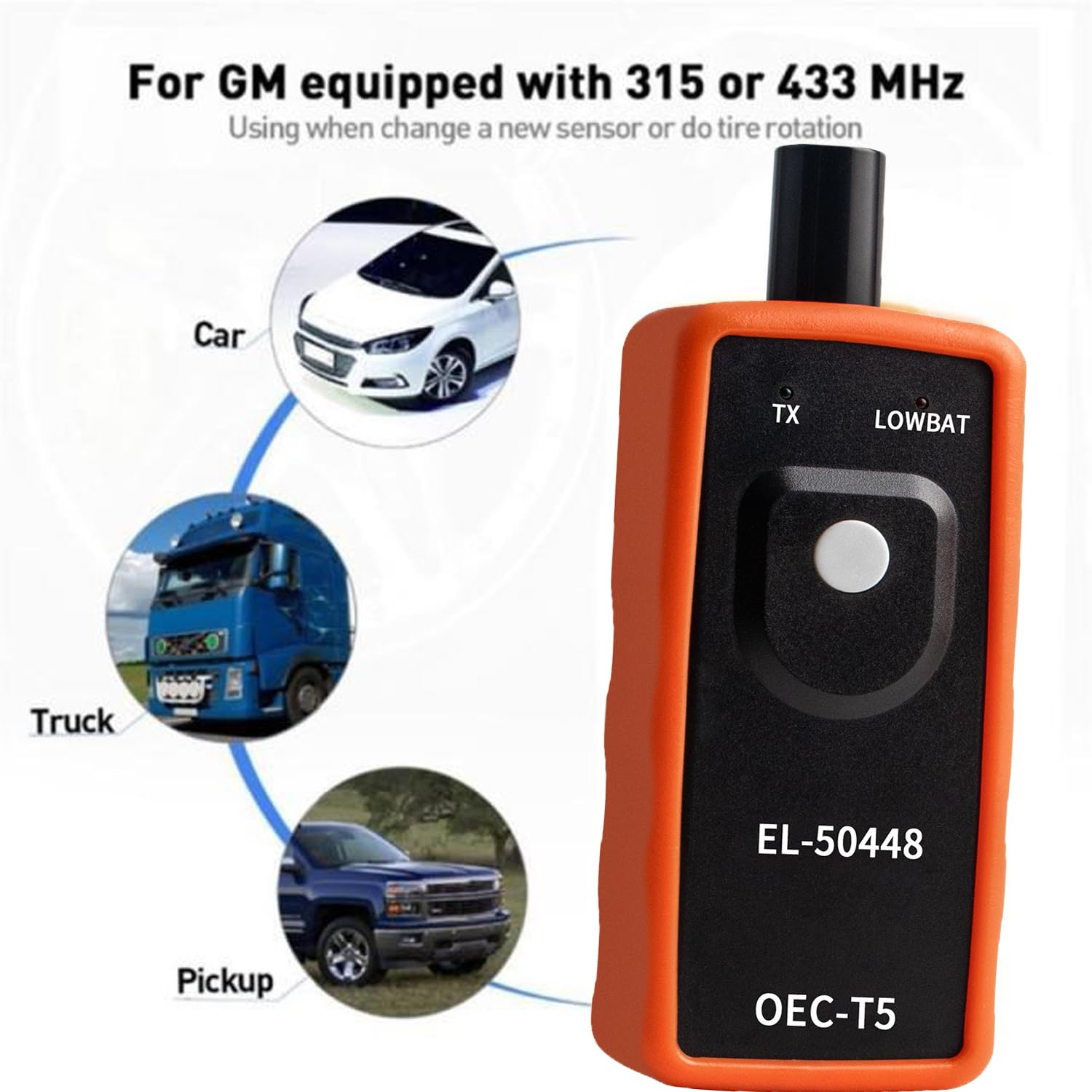 TPMS Relearn Tool for GM Tire Sensor, Automotive Tire Pressure Monitor Sensor Activation Reset Tool EL-50448 OEC T5, System Programming Training for Most GM Series Vehicles, Car Accessories.
