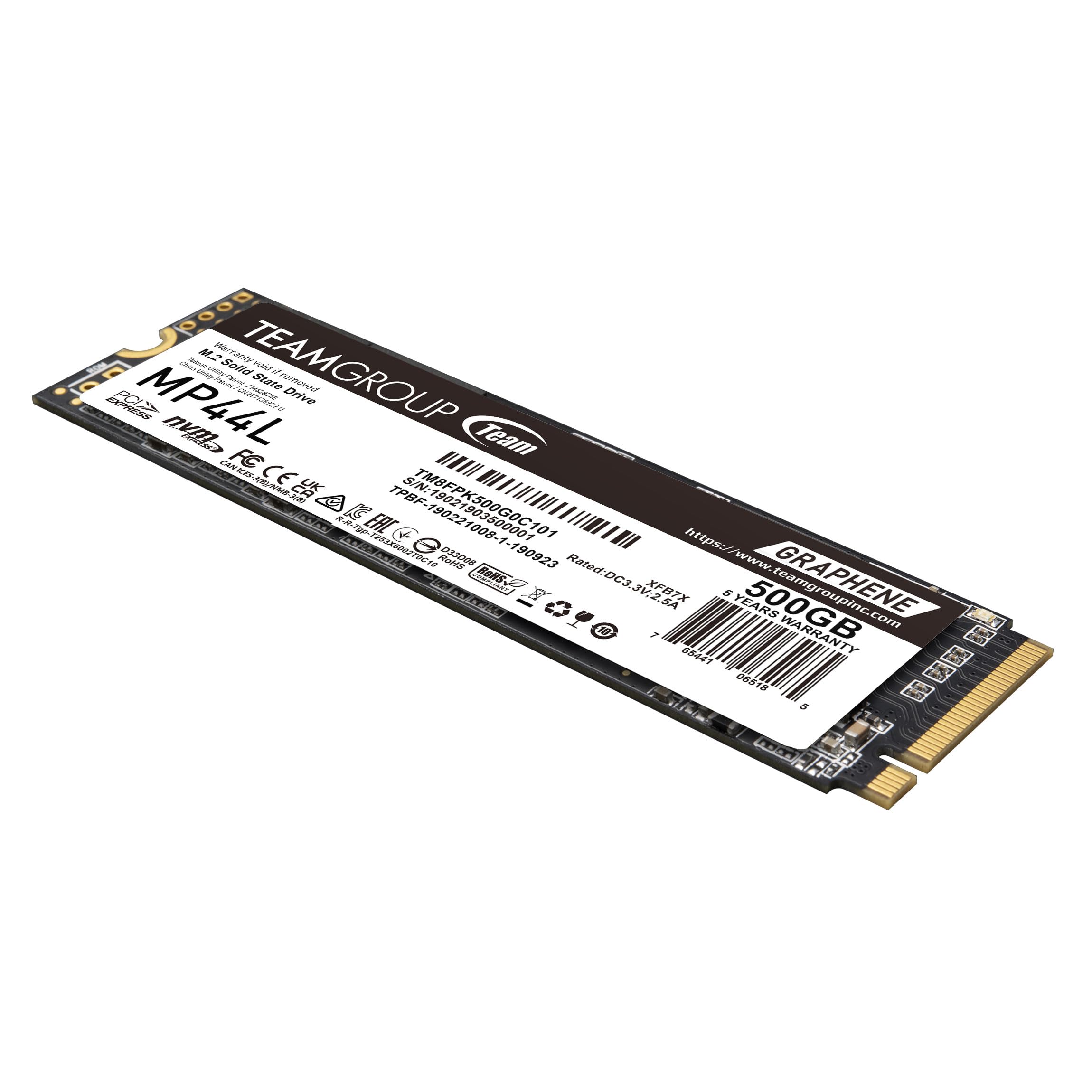 TEAMGROUP MP44L 500GB SLC Cache NVMe 1.4 PCIe Gen 4x4 M.2 2280 Laptop&Desktop SSD (R/W Speed up to 5,000/3,700MB/s) TM8FPK500G0C101