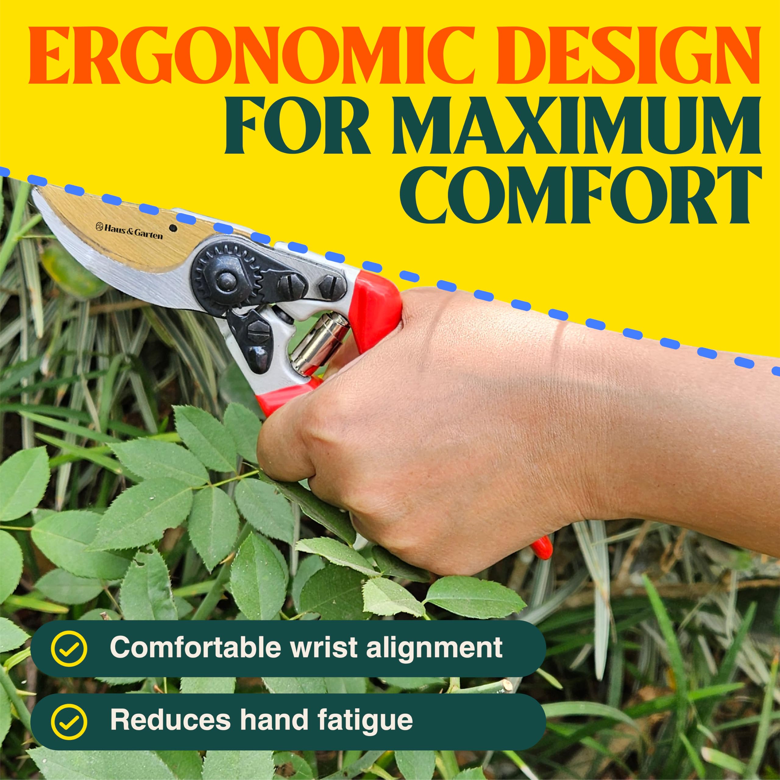 EnduroPRO Titanium Pruning Shears - Best Garden Shears, Tree Trimmer, Hand Pruner-Ideal Branch, Hedge, Shrub & Bush Clippers-Razor Sharp Bypass Secateurs Ergonomic Gardening Tool for Effortless Cuts