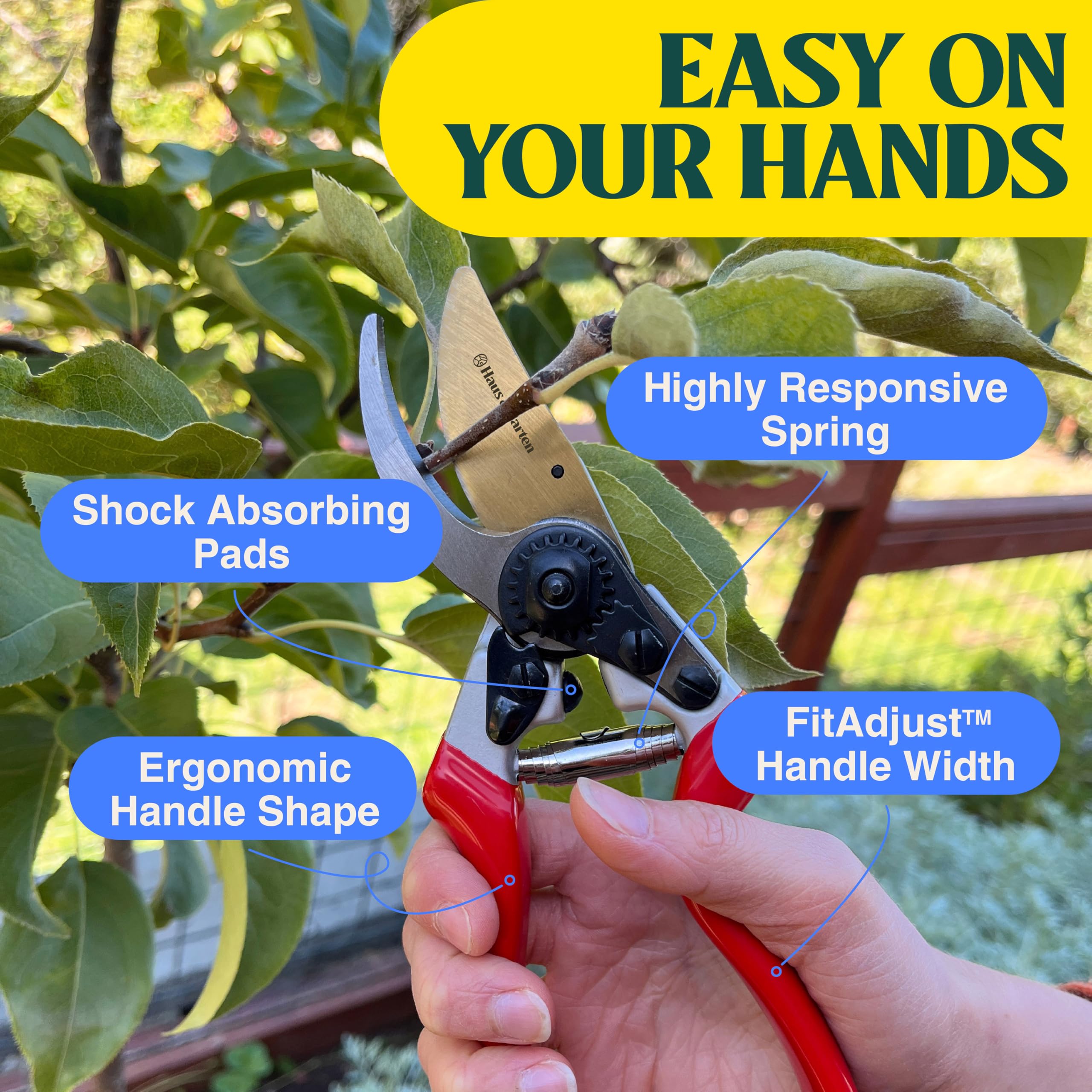EnduroPRO Titanium Pruning Shears - Best Garden Shears, Tree Trimmer, Hand Pruner-Ideal Branch, Hedge, Shrub & Bush Clippers-Razor Sharp Bypass Secateurs Ergonomic Gardening Tool for Effortless Cuts