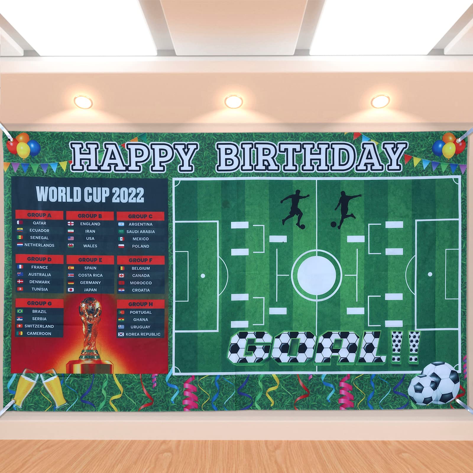 ZANOTA Soccer Party Decorations World Cup 2022 Happy Birthday Banner Photo Background Soccer Themed Birthday Party Supplies Celebration Soccer Backdrop (5x3ft)