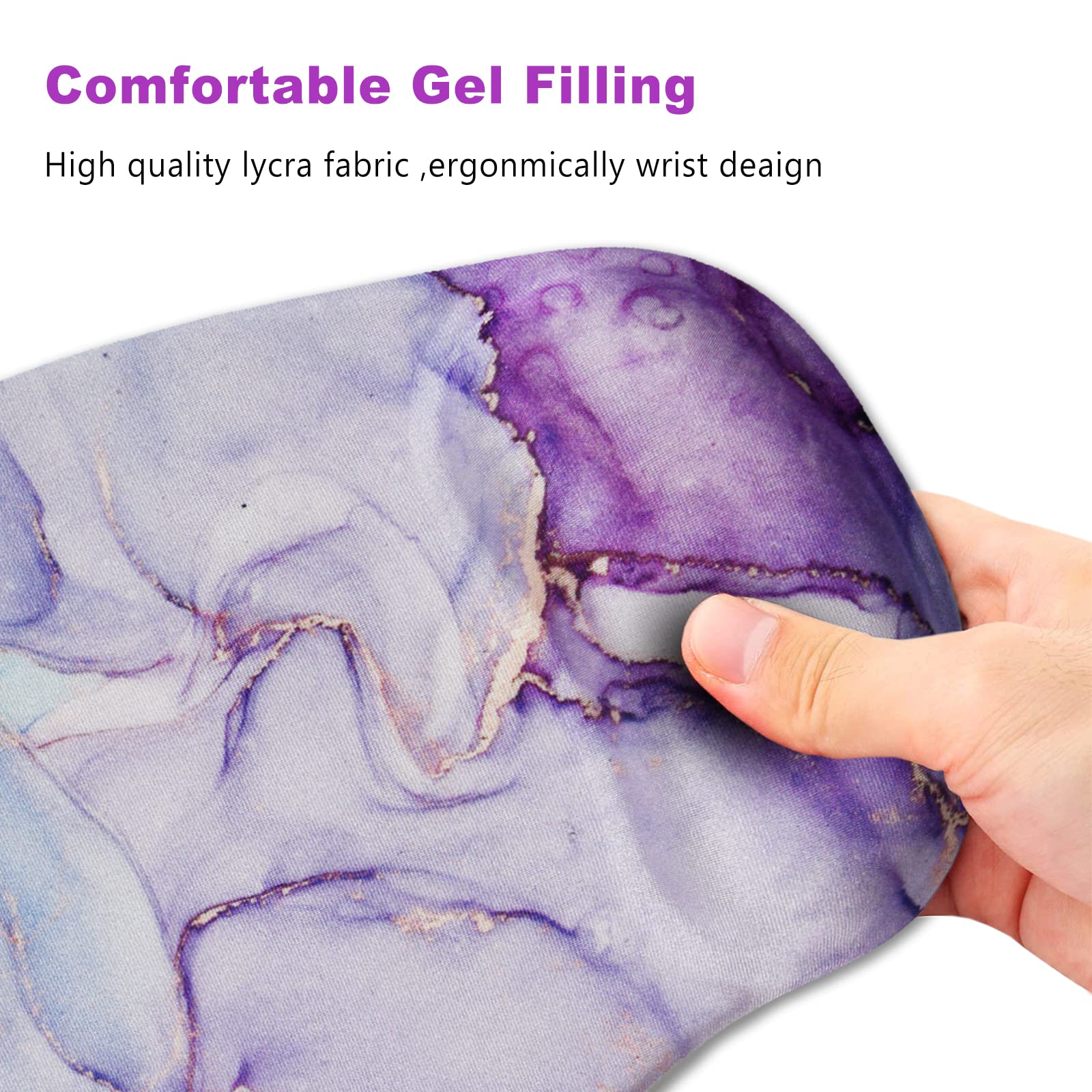 ARTSO Ergonomic Mouse Pad with Wrist Support Gel Mouse Pad Wrist Rest, Non-Slip PU Base Comfortable Mousepad for Office Home Working Studying Pain Relief & Easy Typing, Purple Blue Marble