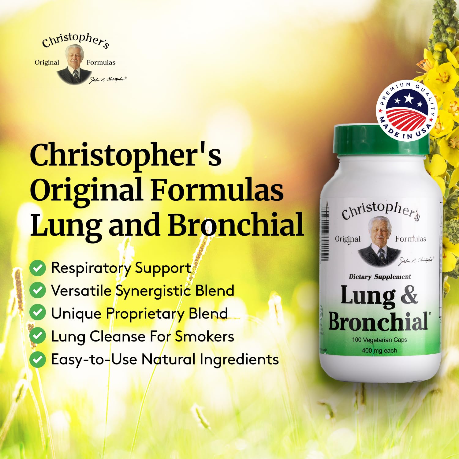 Dr. Christopher's Unisex Lung & Bronchial Formula Vegetarian Capsules 100 Count 400 mg Each