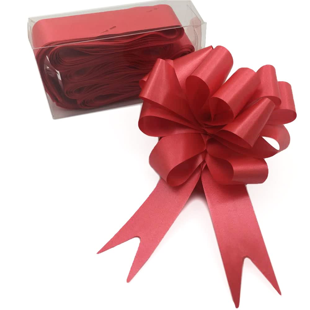 FQTANJU 10 Pieces 30 mm Width, Decorative Gift Pull Bows, Red