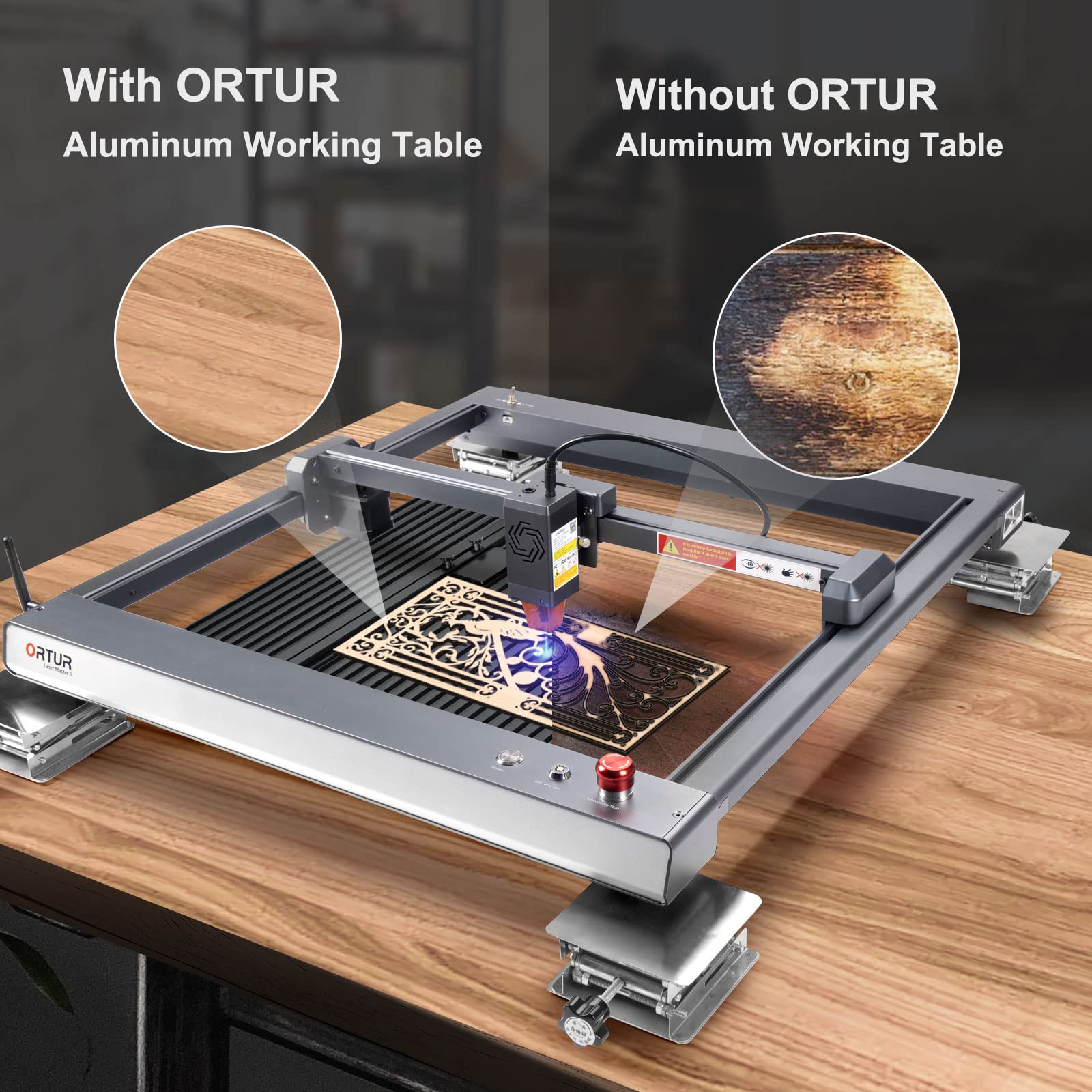 Ortur Laser Engraving Platform, DIY Design Aluminum Working Panel 15.75x17.64x0.47 inch High Strength Steel for Fast Heat Dissipation and Desktop-Protecting, Compatible with Most Laser Cutter