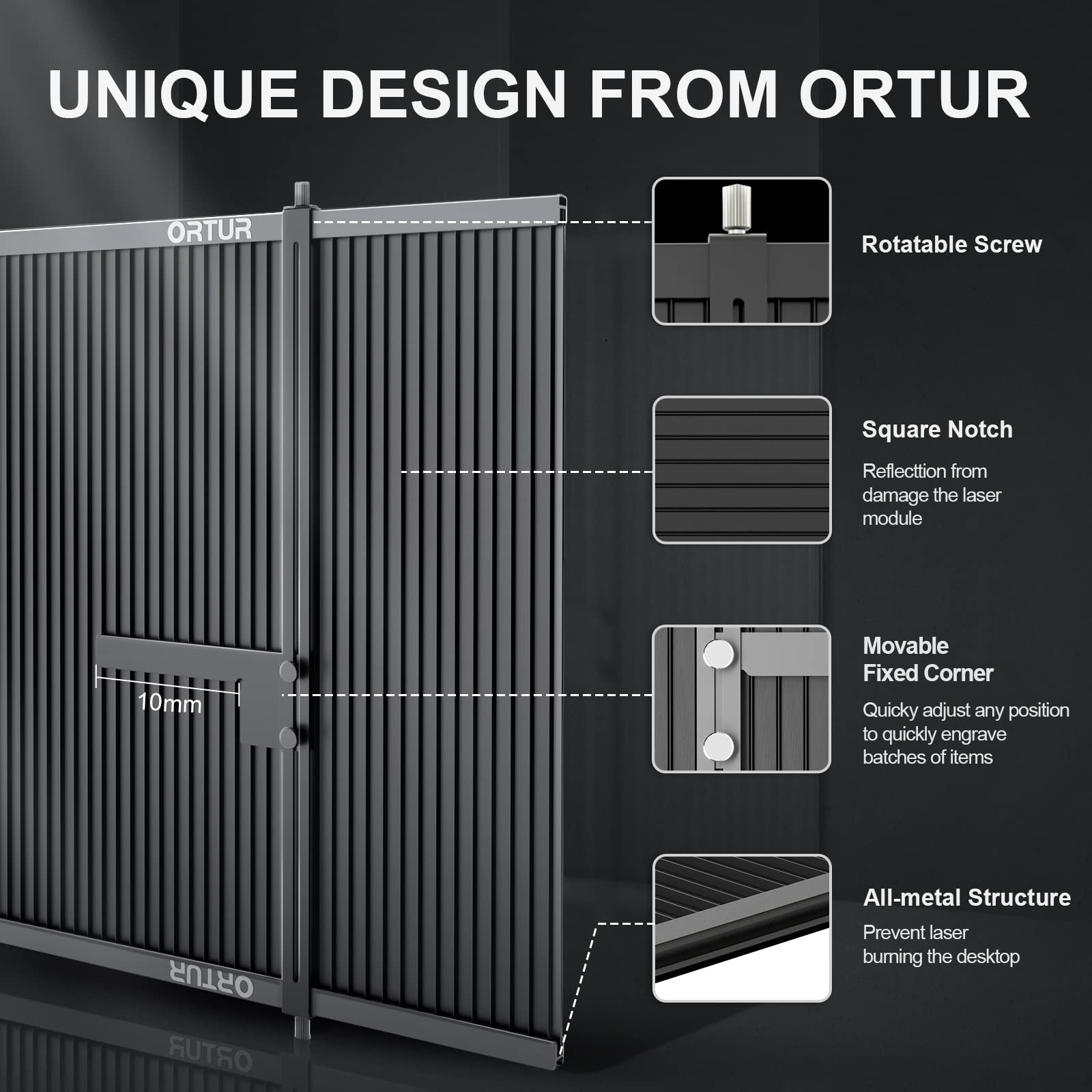 Ortur Laser Engraving Platform, DIY Design Aluminum Working Panel 15.75x17.64x0.47 inch High Strength Steel for Fast Heat Dissipation and Desktop-Protecting, Compatible with Most Laser Cutter