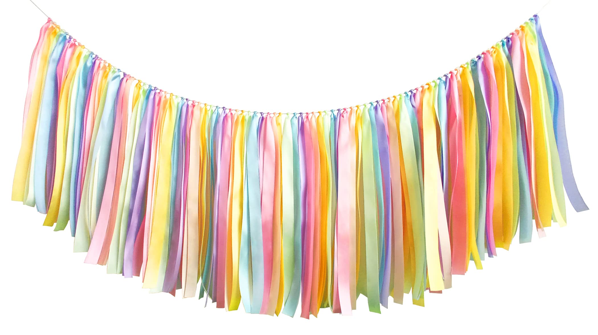 Kingsnow Highchair Banner Birthday Ribbon Garland 40 inches Chair Tutu Skirt for Ice Cream Party Decor,Baby Shower,Photo Booth Props,Classroom Decor and Girl Birthday