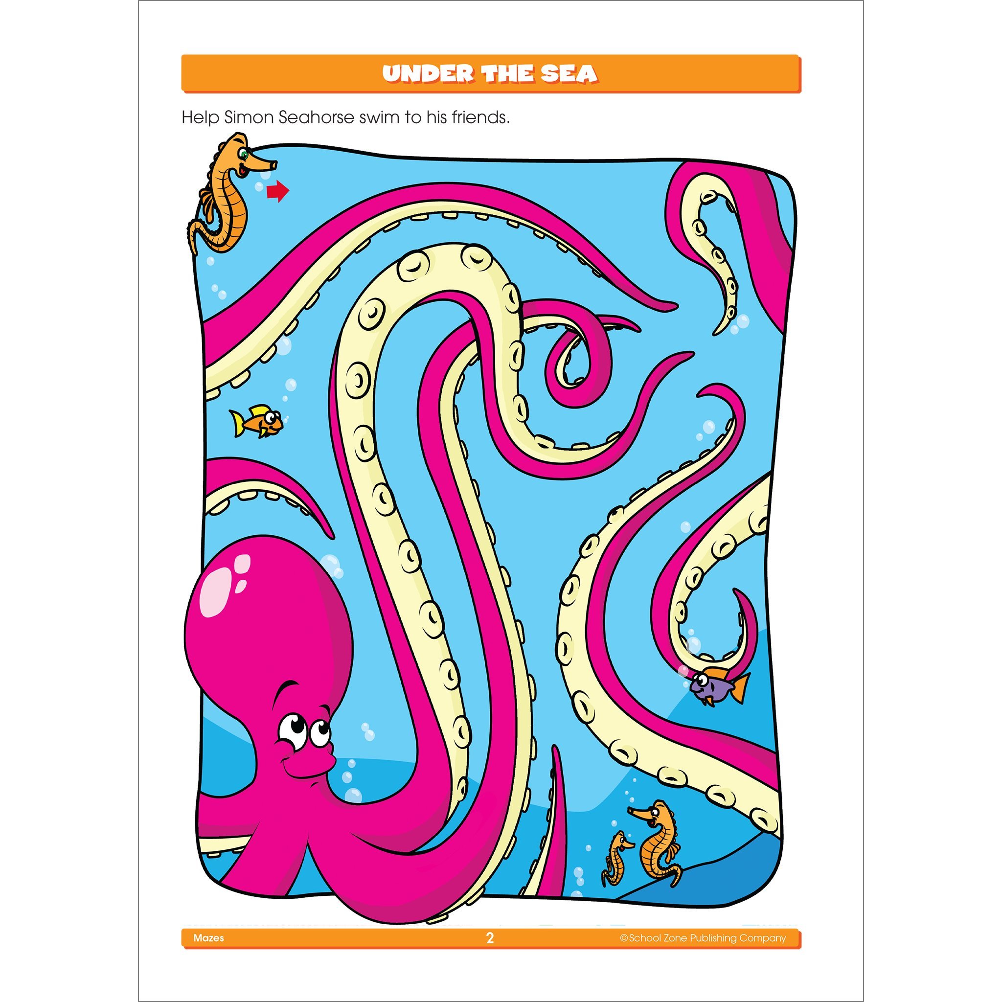 School Zone - Mazes Workbook - 64 Pages, Ages 4 to 6, Preschool, Kindergarten, Maze Puzzles, Wide Paths, Colorful Pictures, Problem-Solving, and More (School Zone Activity ZoneĀ® Workbook Series)
