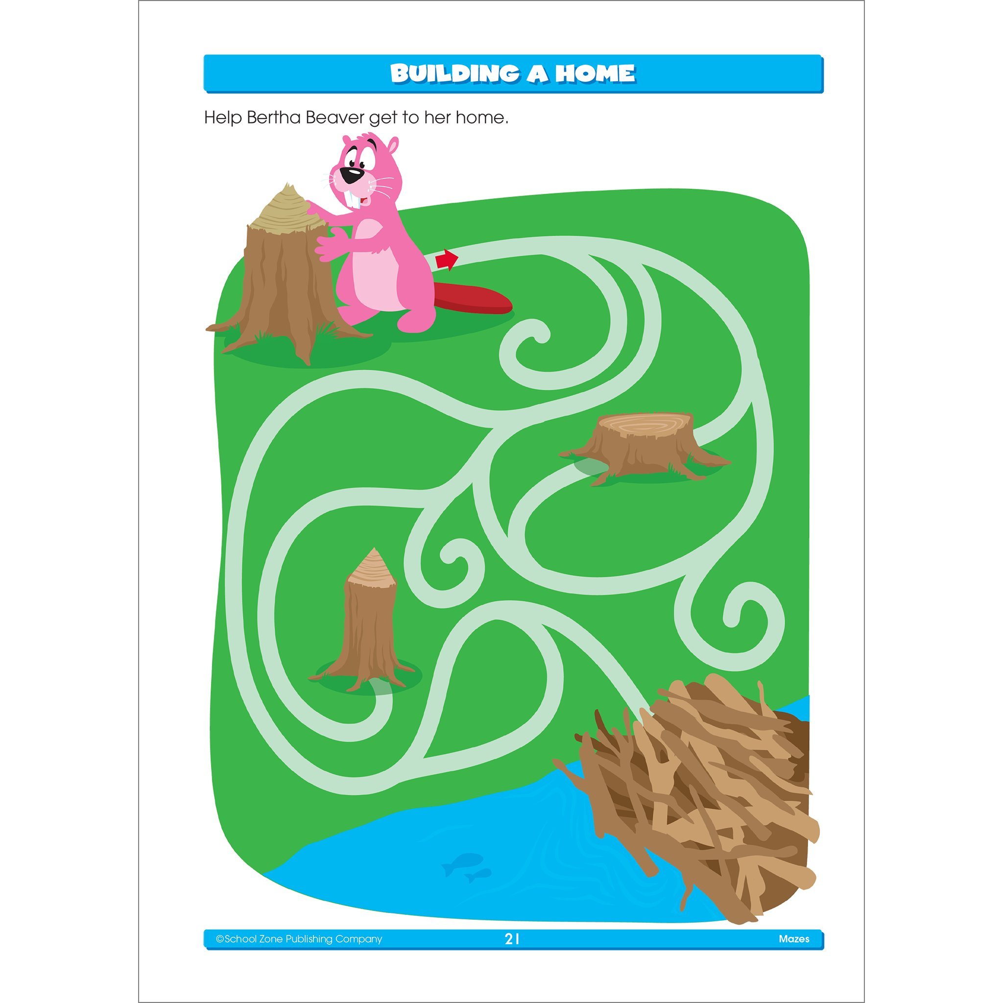 School Zone - Mazes Workbook - 64 Pages, Ages 4 to 6, Preschool, Kindergarten, Maze Puzzles, Wide Paths, Colorful Pictures, Problem-Solving, and More (School Zone Activity ZoneĀ® Workbook Series)