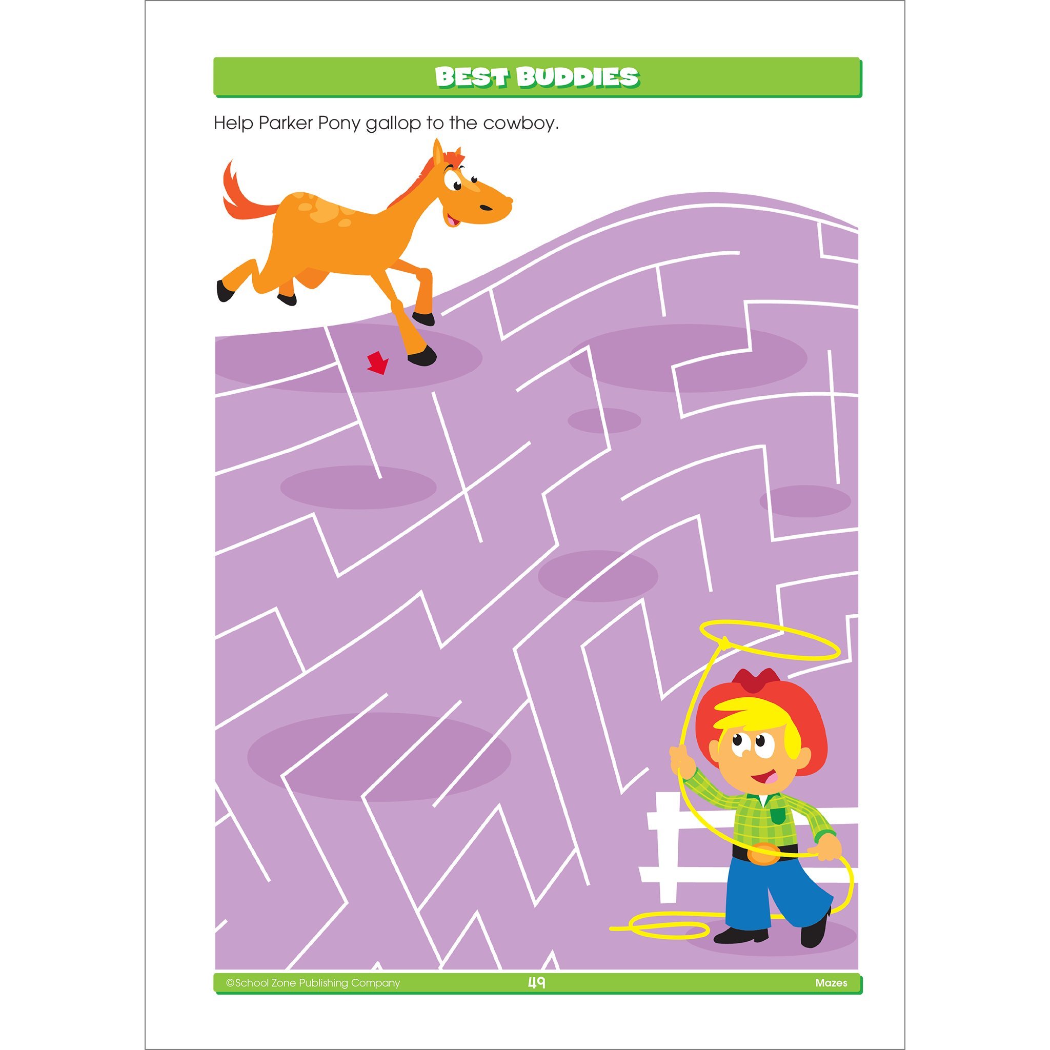 School Zone - Mazes Workbook - 64 Pages, Ages 4 to 6, Preschool, Kindergarten, Maze Puzzles, Wide Paths, Colorful Pictures, Problem-Solving, and More (School Zone Activity ZoneĀ® Workbook Series)