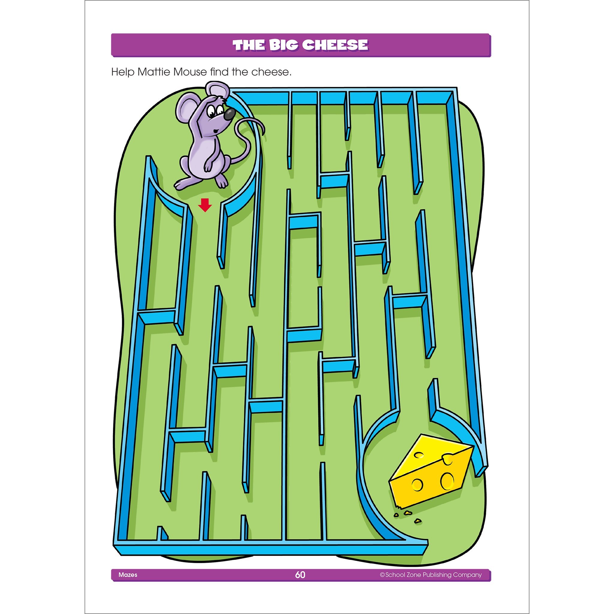 School Zone - Mazes Workbook - 64 Pages, Ages 4 to 6, Preschool, Kindergarten, Maze Puzzles, Wide Paths, Colorful Pictures, Problem-Solving, and More (School Zone Activity ZoneĀ® Workbook Series)