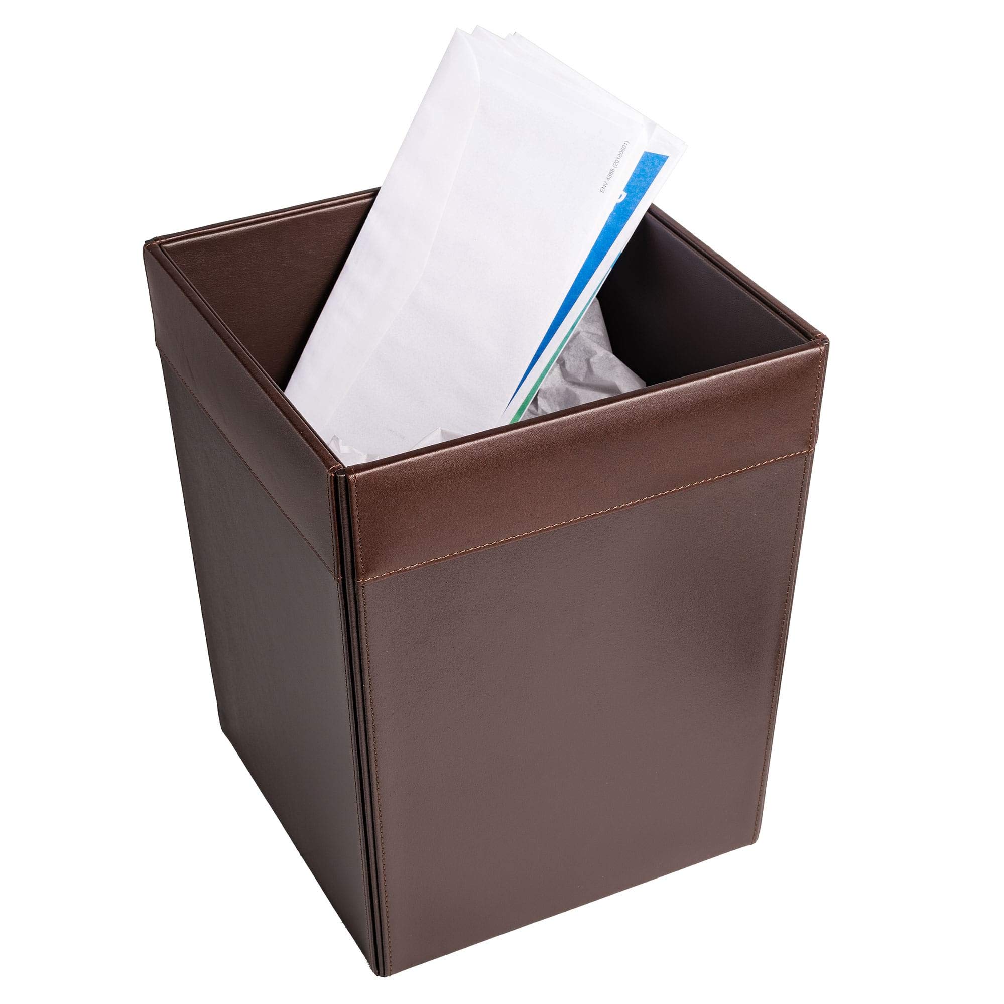 Dacasso Chocolate Brown Leather Waste Basket