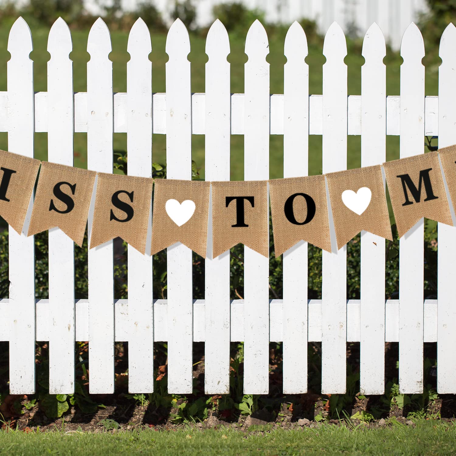 LINGTEER Miss to Mrs Burlap Bunting Banner - Perfect for Wedding Bridal Shower Bachelorette Party Decorations.
