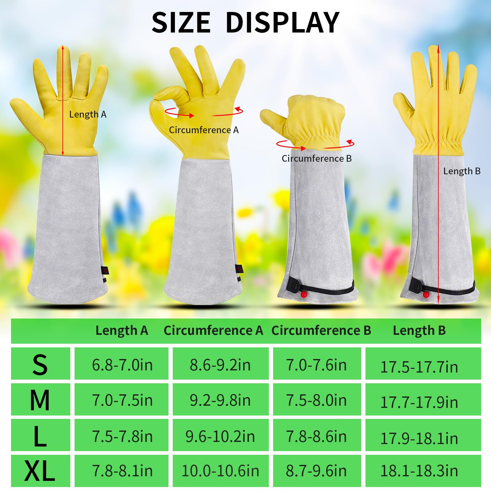Supersfel Gardening Gloves for Women/Men, Rose Pruning Thorn-Proof Gloves Long Leather Garden Gloves with Adjustable Cuff, Ladies Light Protective Gloves for Yard & Outdoor Work