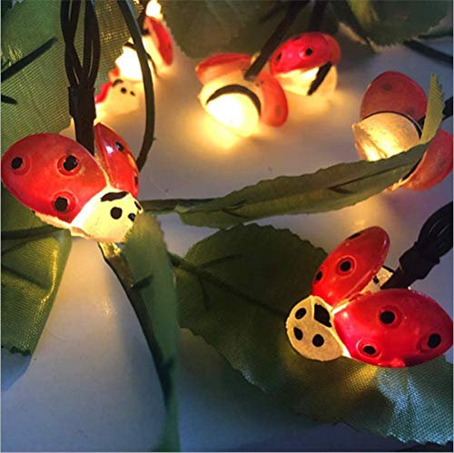 30LEDs Ladybug String Lights,AMZSTAR Waterproof Solar Light Indoor/Outdoor Decorative String Lights,Fairy Twinkle Wire Lights Solar Rope Light Decor for Christmas/Patio/Garden/Party (Warm whtie)